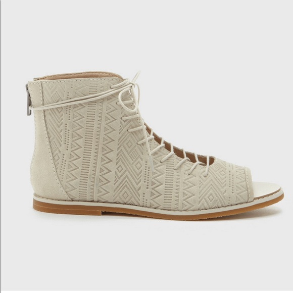 Anthropologie | Shoes | Aztec Print Genuine Leather Gladiator Bootie ...